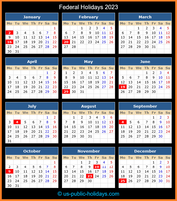 US Holidays 2023
